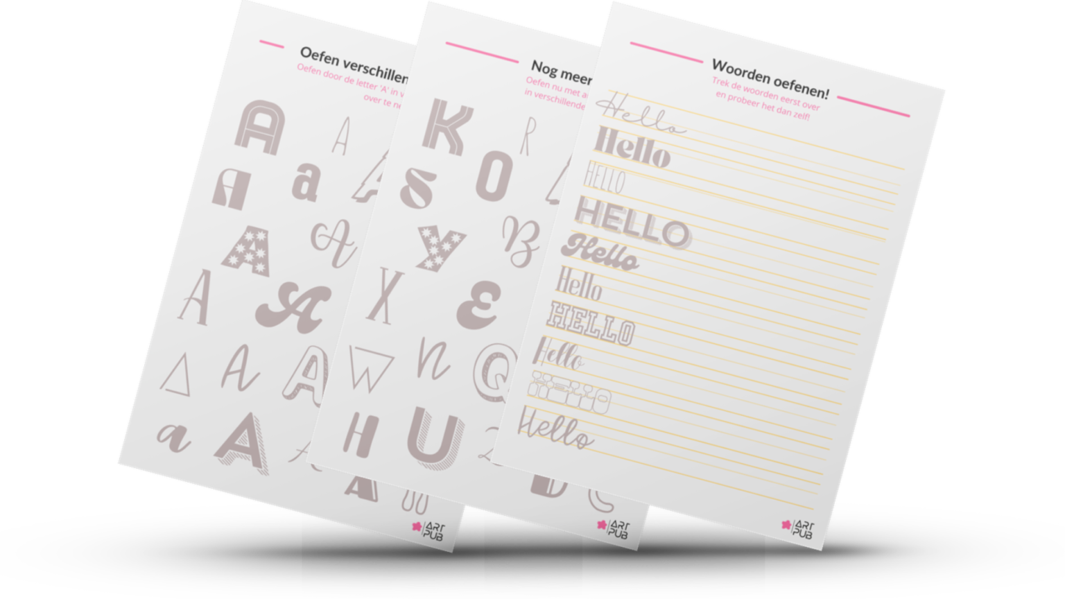 Download de gratis Handletter DIY Worksheets - ArtPub